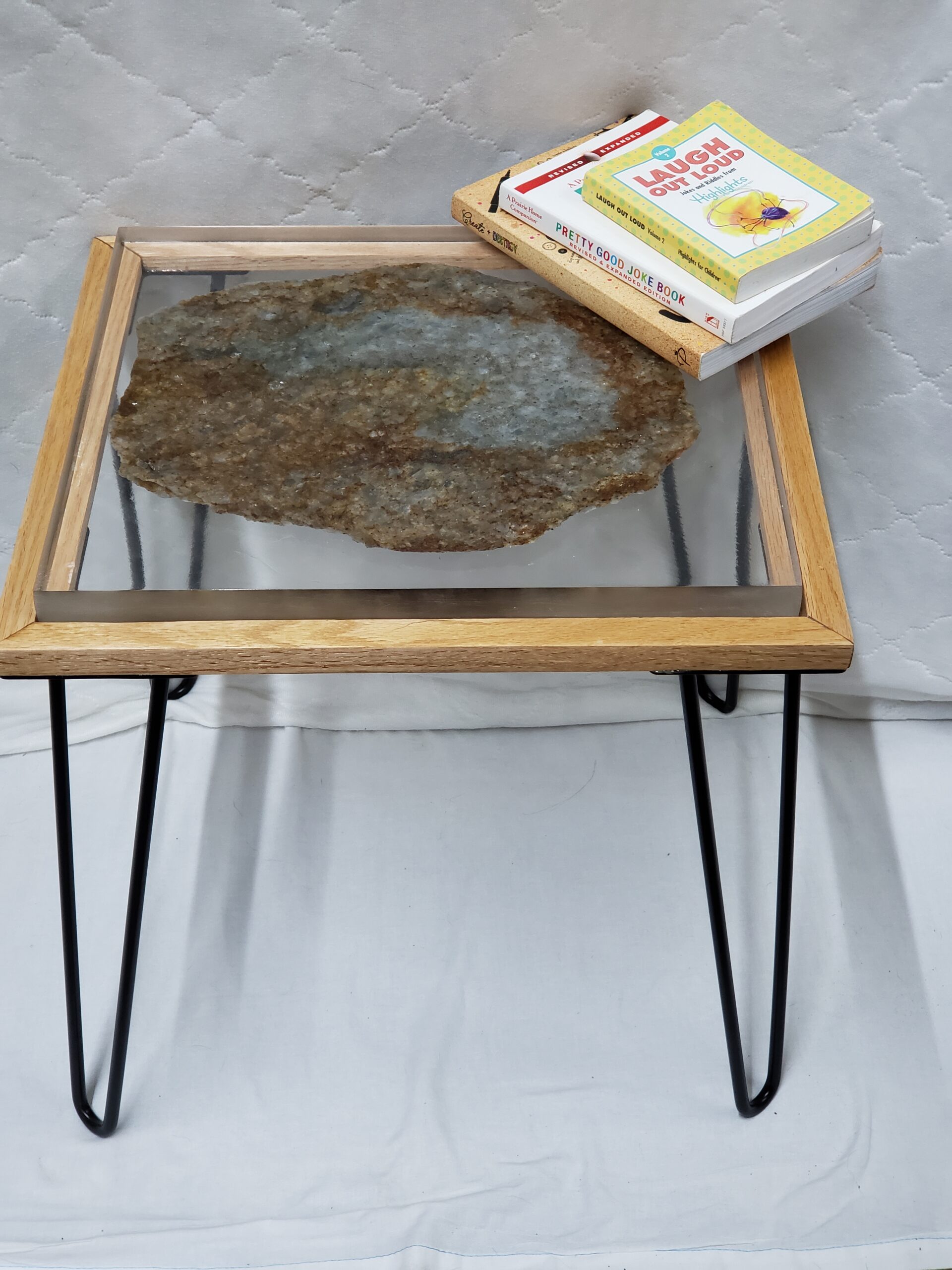 Blue Calcite Resin table 12x14 - Adirondack HighLand Designs