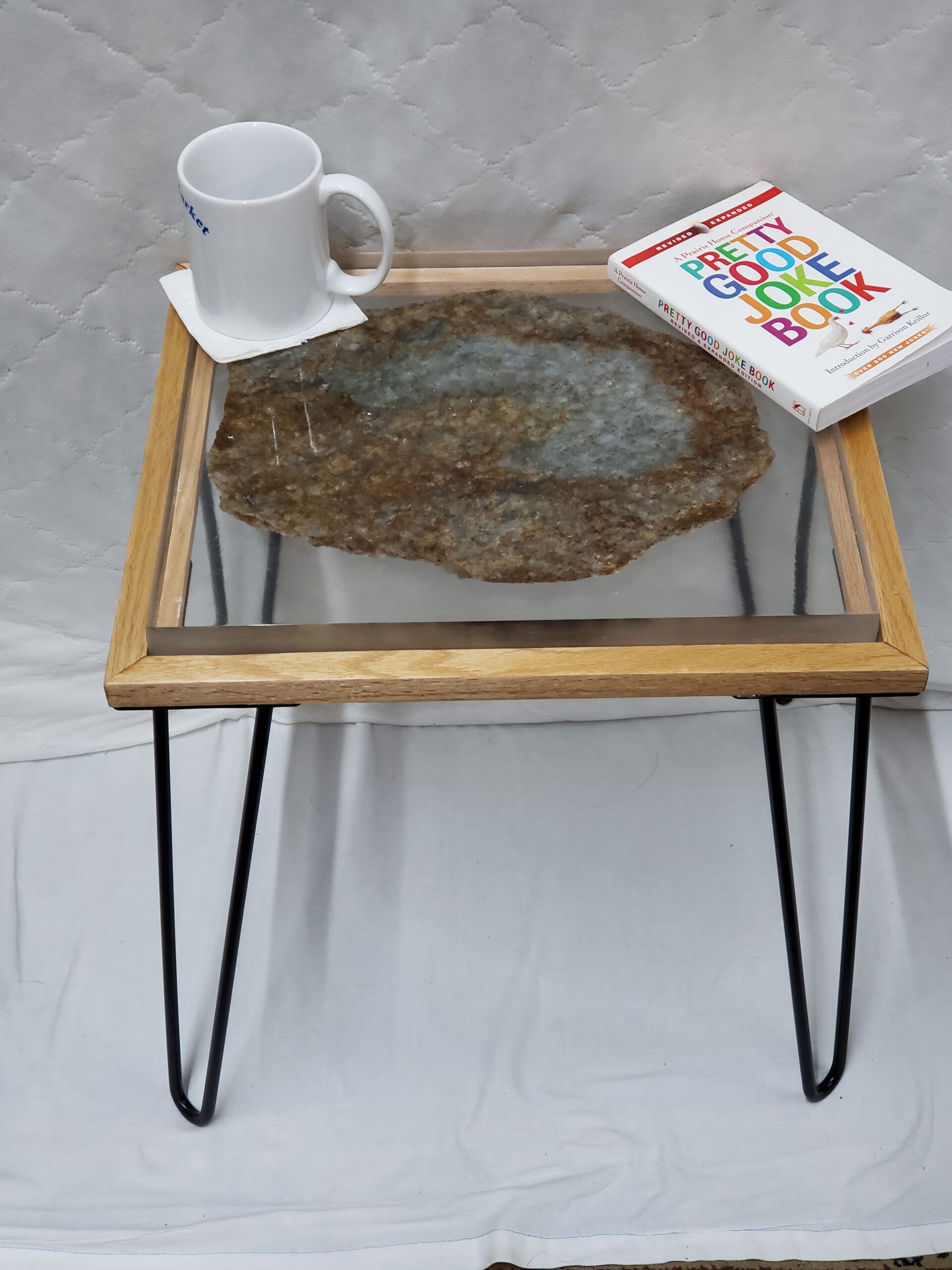 Blue Calcite Resin table 12x14 - Adirondack HighLand Designs